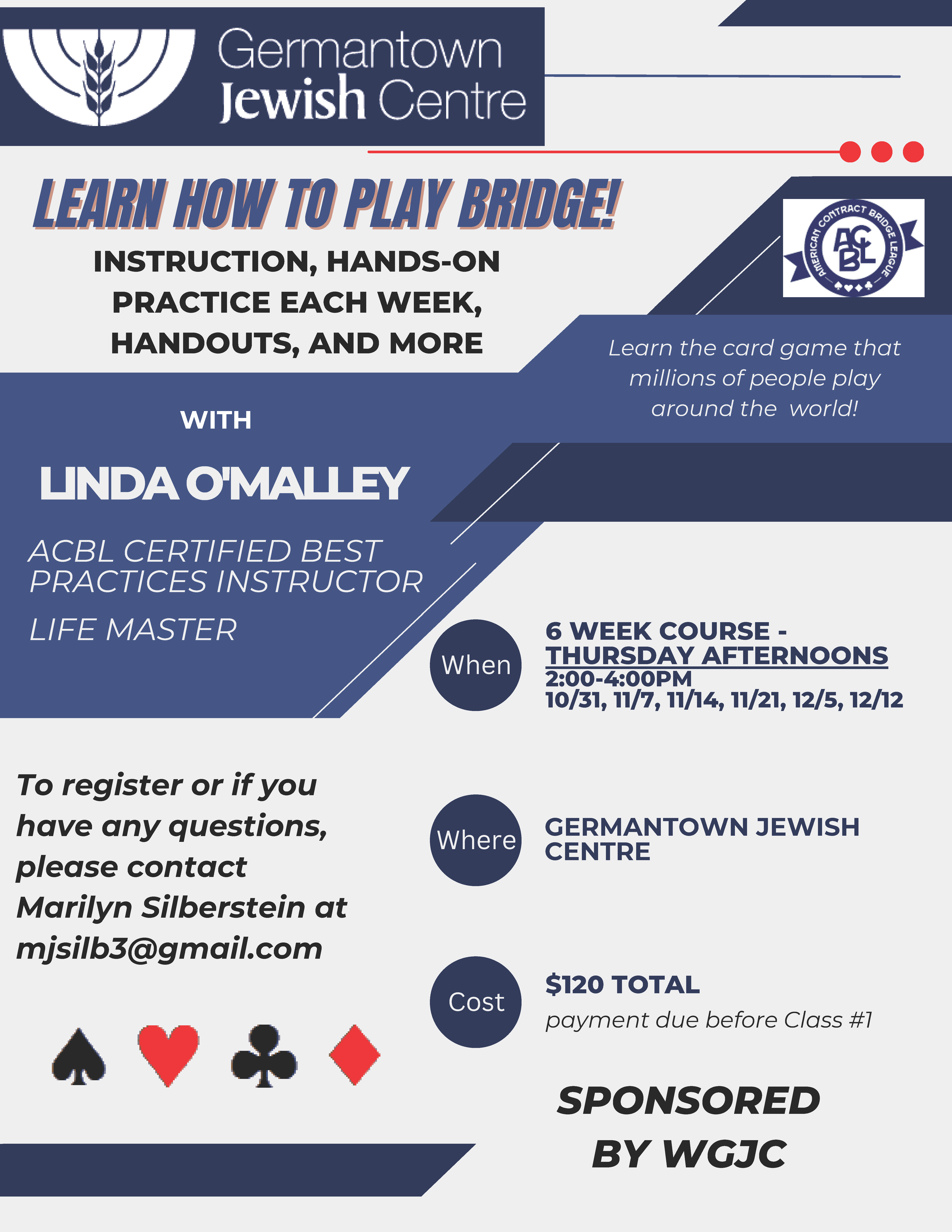 Learn to Play Bridge! - Germantown Jewish Centre
